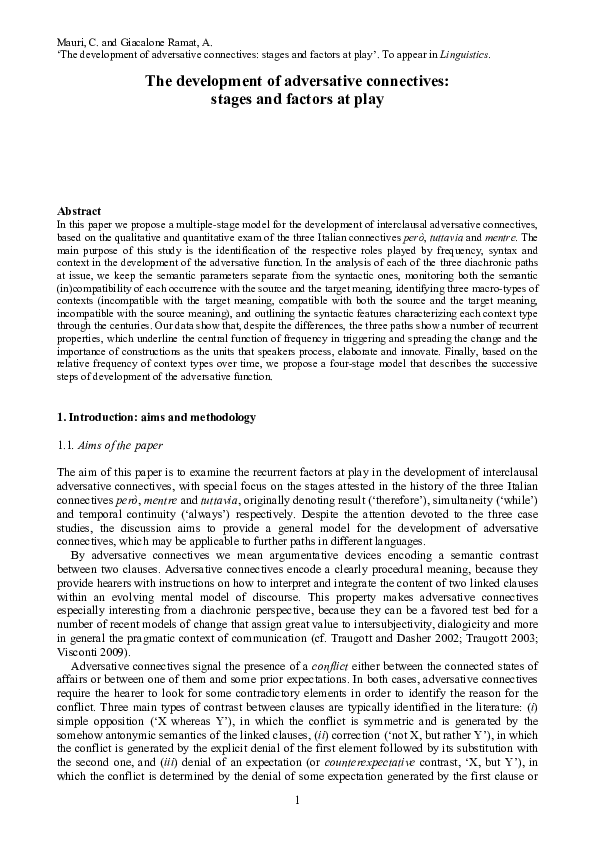 (PDF) The development of adversative connectives: stages and factors at ...