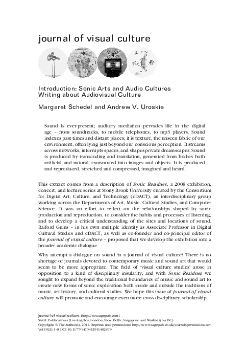 (PDF) Sonic Arts & Audio Cultures (Journal of Visual Culture)