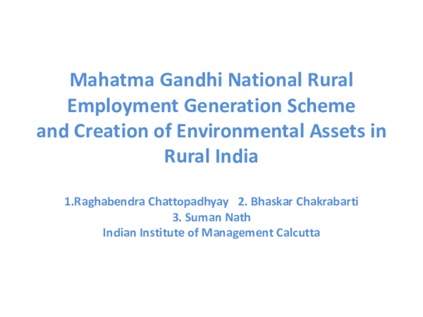 (PDF) Mahatma Gandhi National Rural Employment Generation Scheme and ...