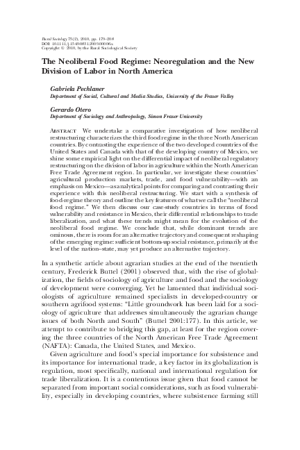 (PDF) Gabriela Pechlaner and Gerardo Otero. 2010. “The Neoliberal Food ...