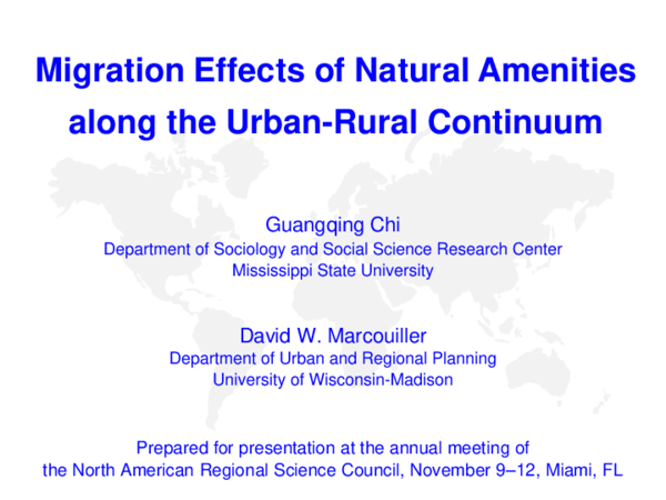 Pdf Migration Effects Of Natural Amenities Along The Urban Rural