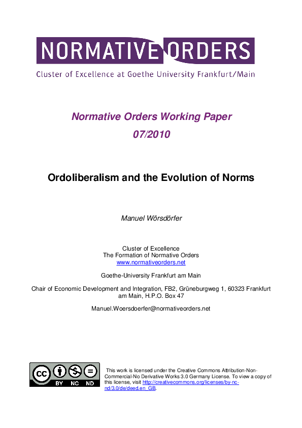 (PDF) Ordoliberalism and the Evolution of Norms