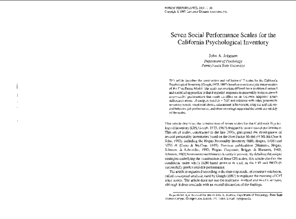 (PDF) Seven Social Performance Scales for the California Psychological ...