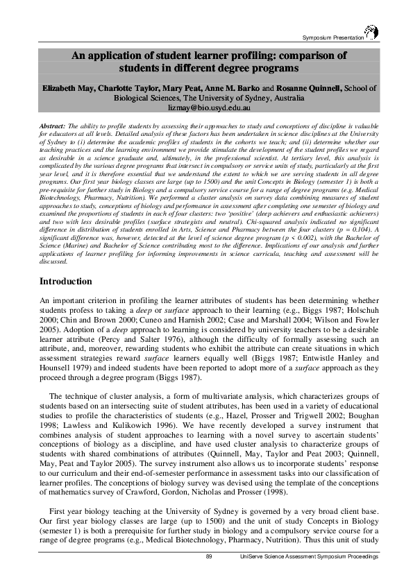 (PDF) An application of student learner profiling: comparison of ...