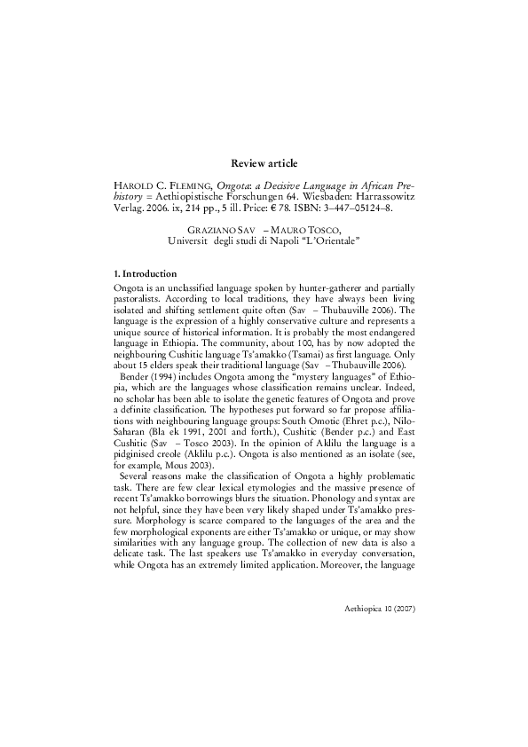 (PDF) Savà, Graziano and M. Tosco (2007). Review article of: Harold C ...