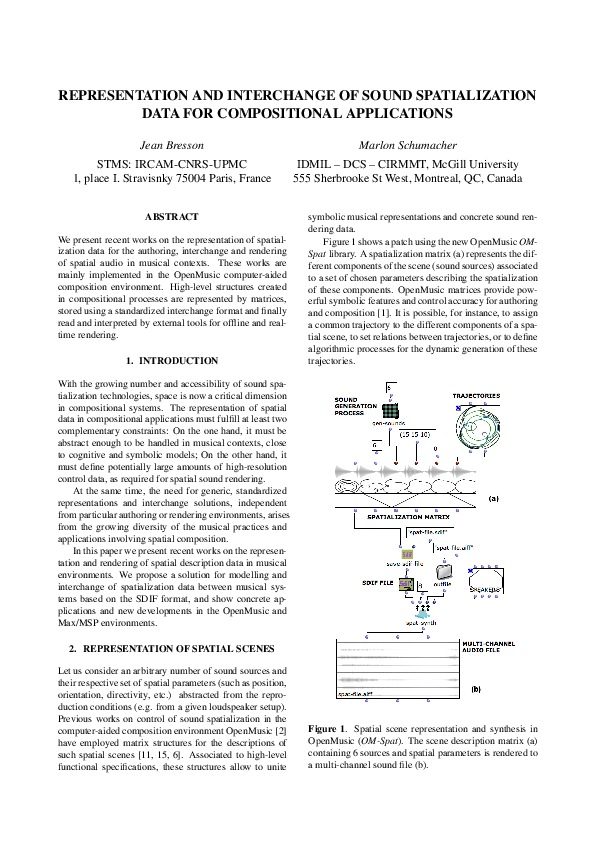 (PDF) Representation and Interchange of Sound Spatialization Data for Compositional Applications