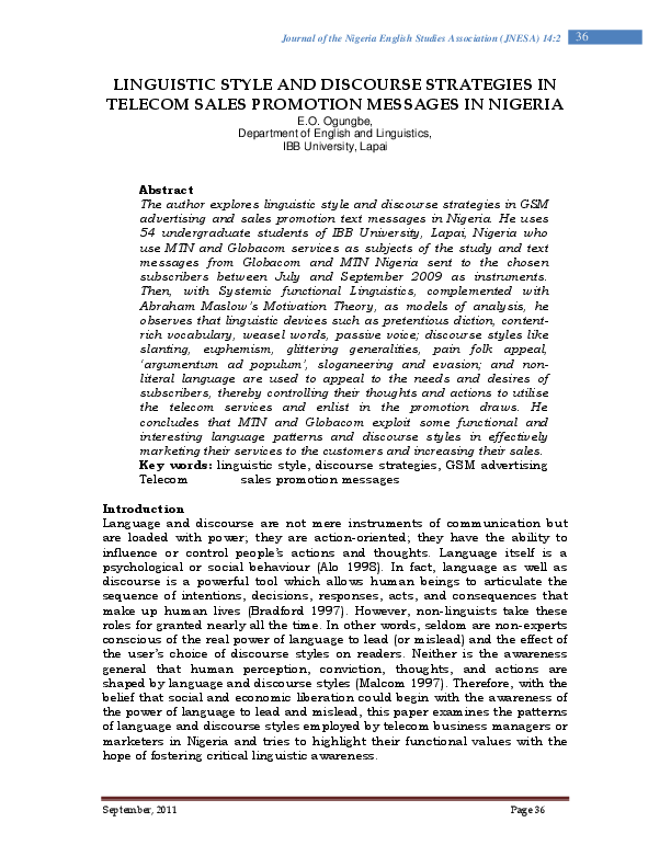 (PDF) LINGUISTIC STYLE AND DISCOURSE STRATEGIES IN
