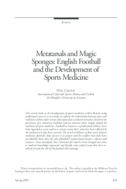 (PDF) Metatarsals and magic sponges: English football and the ...