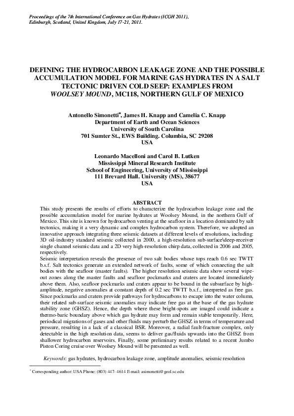 (PDF) DEFINING THE HYDROCARBON LEAKAGE ZONE AND THE POSSIBLE ...