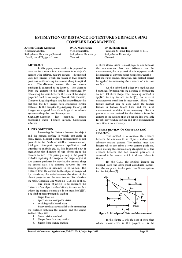 Pdf Estimation Of Distance To Texture Surface Using Complex Log Mapping