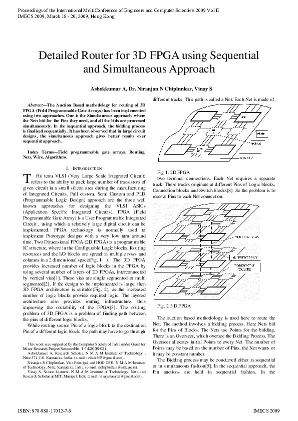 Pdf Detailed Router For 3d Fpga Using Sequential And Simultaneous Approach