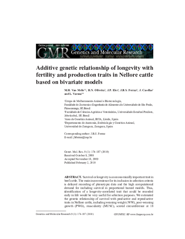 (PDF) Additive genetic relationship of longevity with fertility and ...