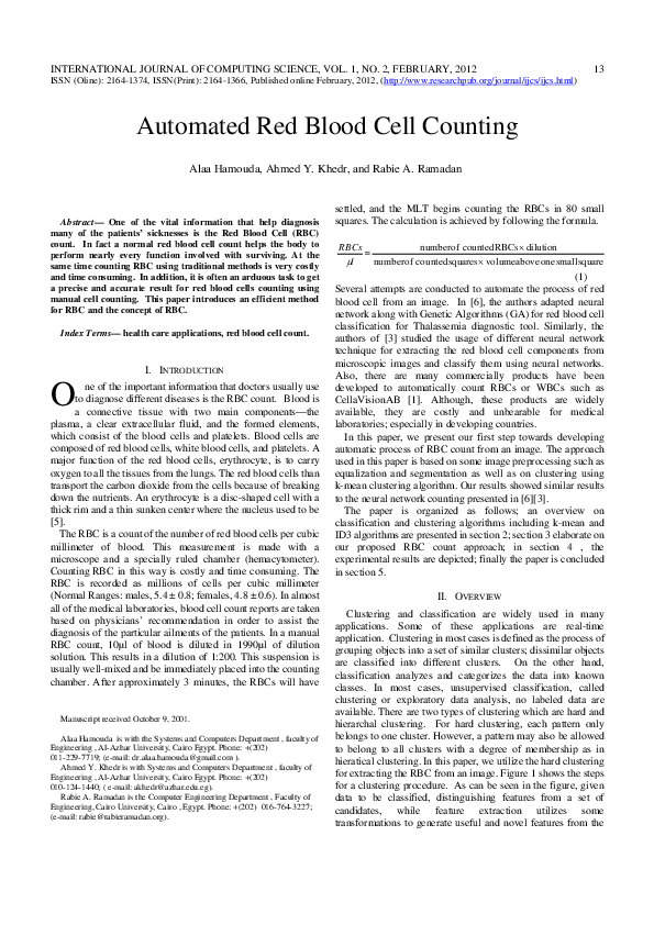 (PDF) Automated Red Blood Cell Counting