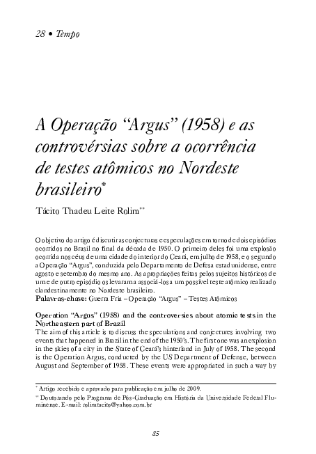 (PDF) Operation “Argus” (1958) and the controversies about atomic tests ...