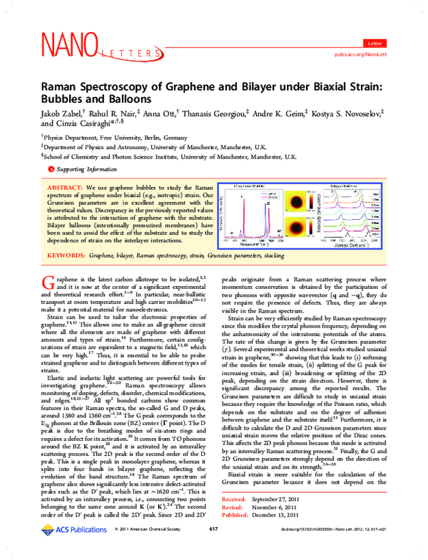 (PDF) Raman Spectroscopy of Graphene and Bilayer under Biaxial Strain ...