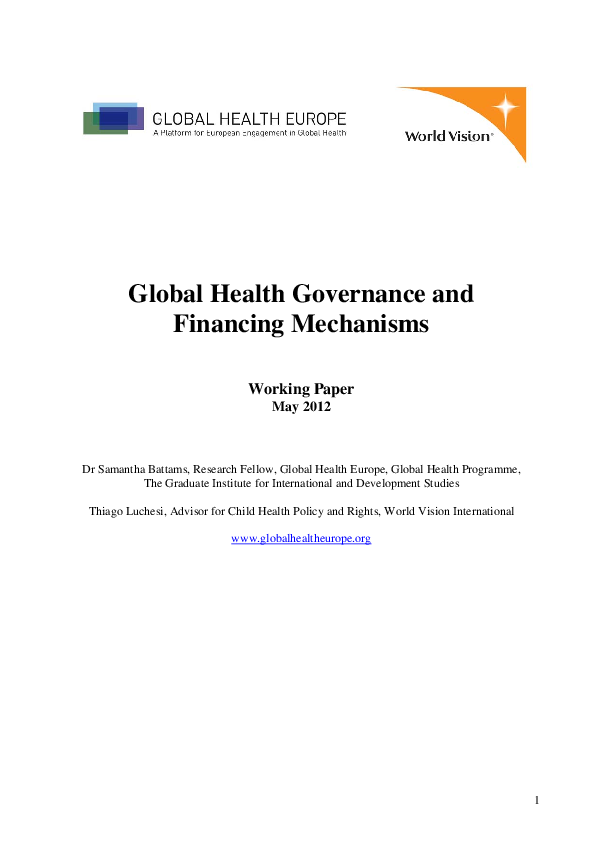 (PDF) Global Health Governance and Financing Mechanisms