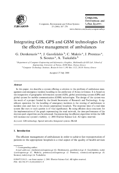 (PDF) Integrating GIS, GPS and GSM technologies for the effective management of ambulances