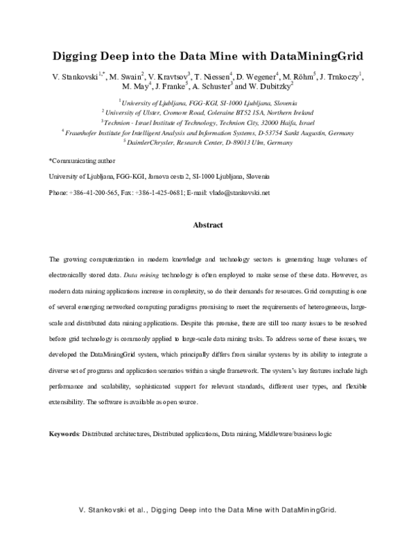 Pdf Datamininggrid Enhancing Distributed Data Mining