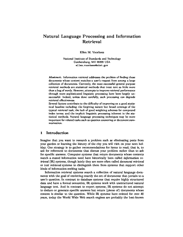 Pdf Natural Language Processing For Information Retrieval