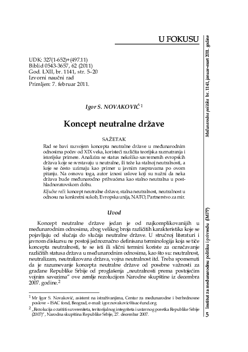 (PDF) The concept of a neutral state/Koncept neutralne drzave