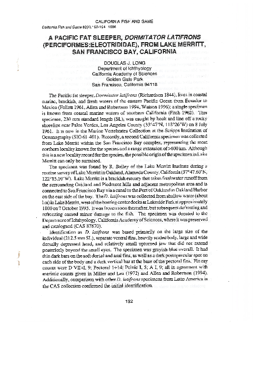 (PDF) A Pacific fat sleeper, Dormitator latifrons (Perciformes ...