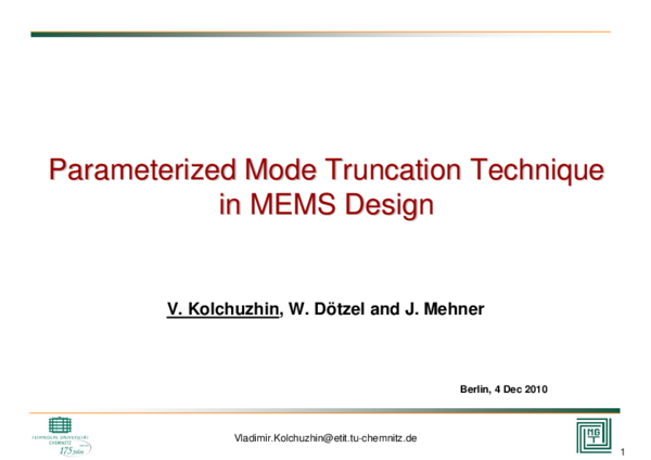 (PDF) Parameterized Mode Truncation Technique in MEMS Design