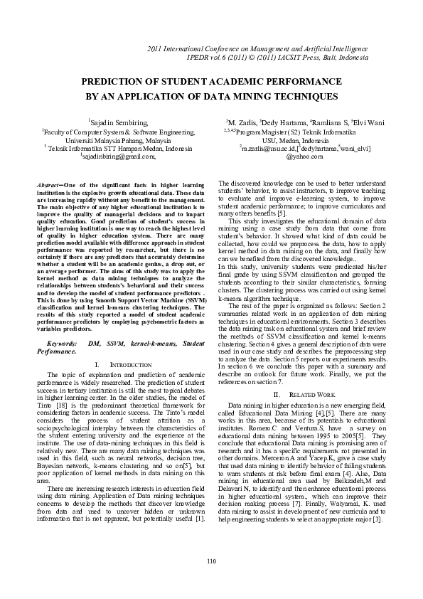 (PDF) Prediction Student Academic Performance Using Data Mining Technique