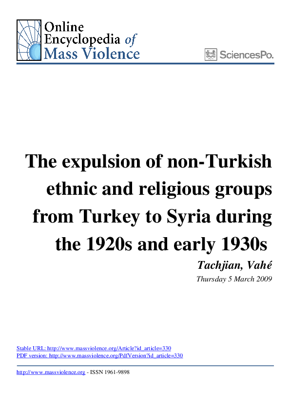 (PDF) The expulsion of non-Turkish ethnic and religious groups from ...