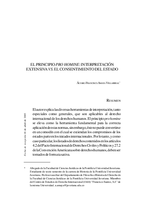 El principio pro homine : interpretación extensiva vs . el ...