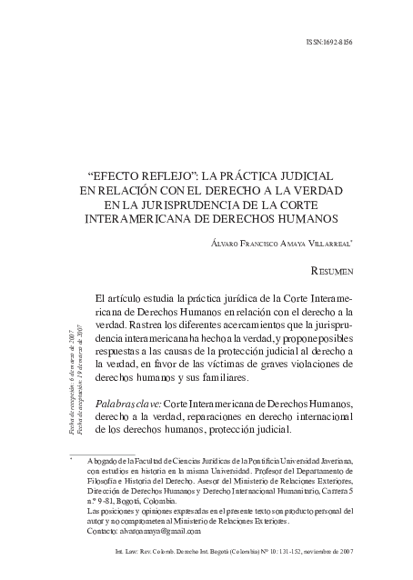 (PDF) “Efecto Reflejo”: La práctica judicial en relación con el derecho a la verdad en la ...