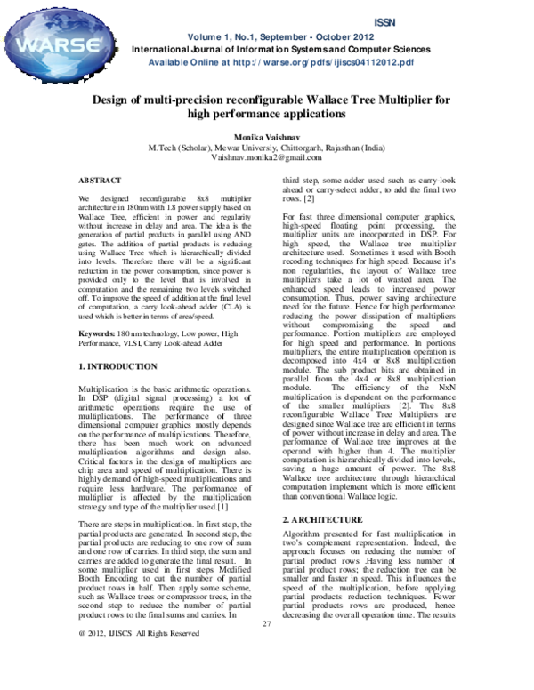 (PDF) Design of multi-precision reconfigurable Wallace Tree Multiplier ...