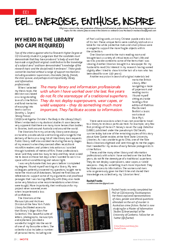 (PDF) Magazine Article: EEI…Energise, Enthuse, Inspire – My Hero in the ...