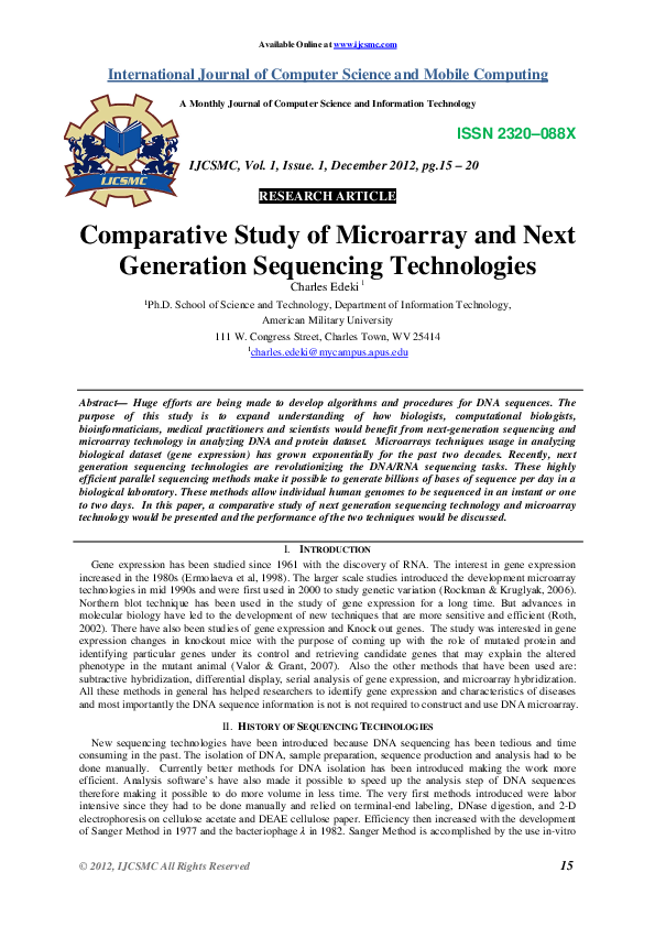(PDF) Comparative study of microarray and next generation sequencing ...