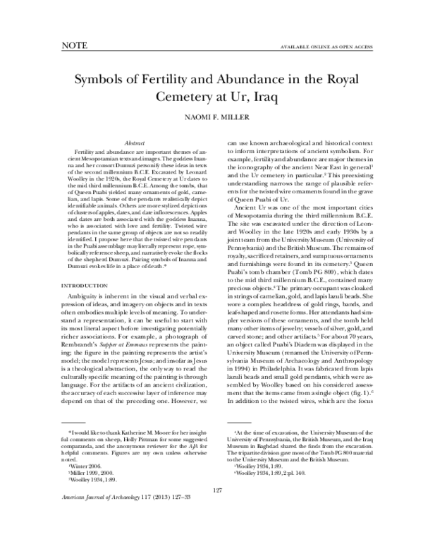 (PDF) Symbols of Fertility and Abundance in the Royal Cemetery at Ur, Iraq
