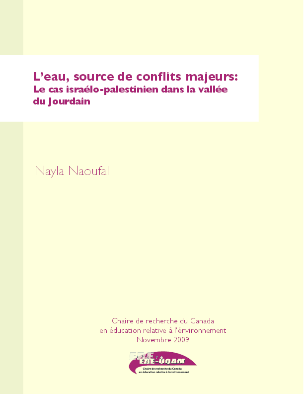 (PDF) L'eau, source de conflits majeurs : le cas israélo-palestinien dans la vallée du Jourdain