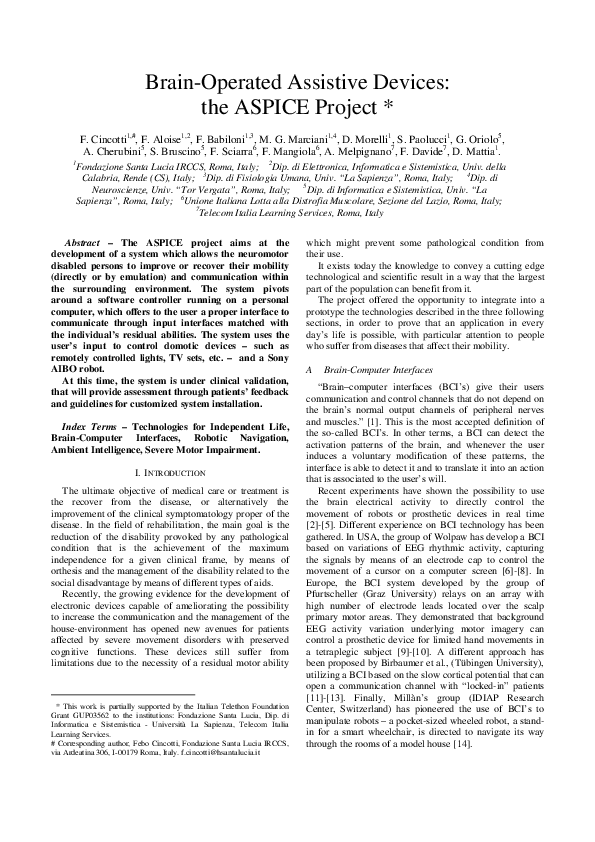 (PDF) Brain-Operated Assistive Devices: the ASPICE Project