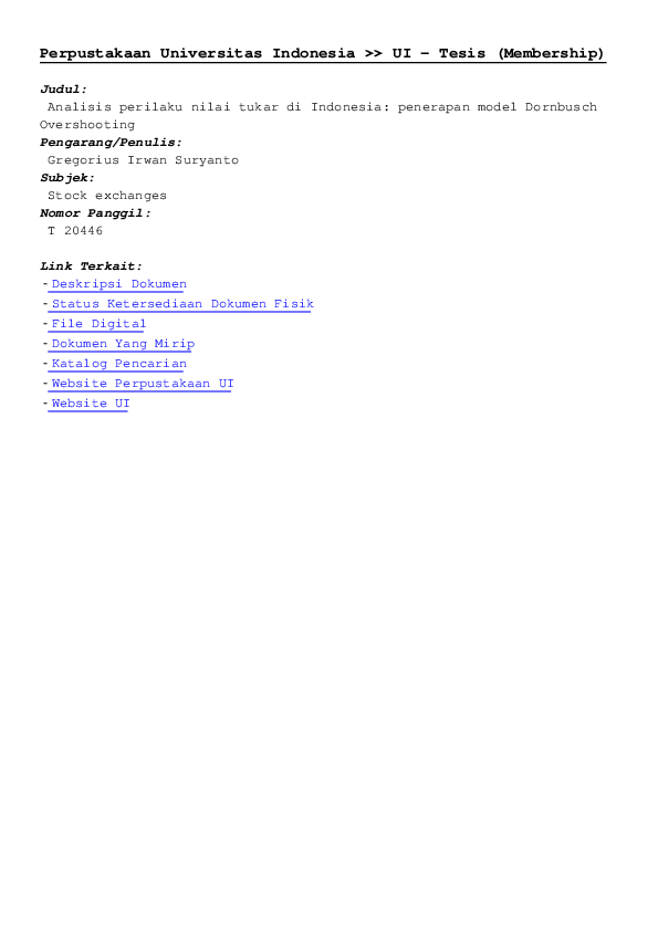 (PDF) Analisis perilaku nilai tukar di Indonesia: penerapan model ...