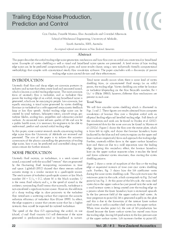 (PDF) Trailing edge noise production, prediction and control
