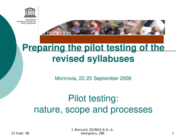 (PDF) Pilot testing: nature, scope and process