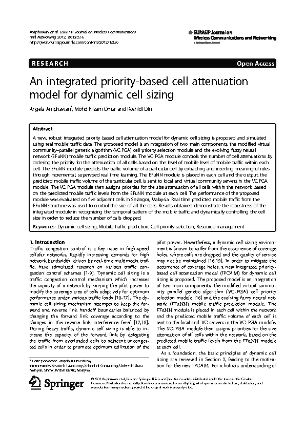 (PDF) An Integrated Priority-Based Cell Attenuation Model for Dynamic ...