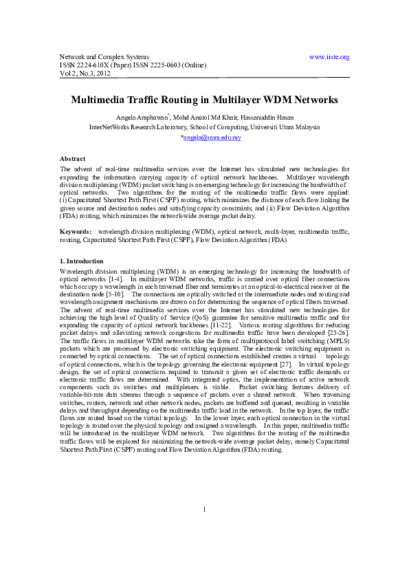 Pdf Multimedia Traffic Routing In Multilayer Wdm Networks