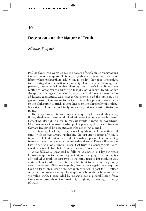 (PDF) Deception and the Nature of Truth