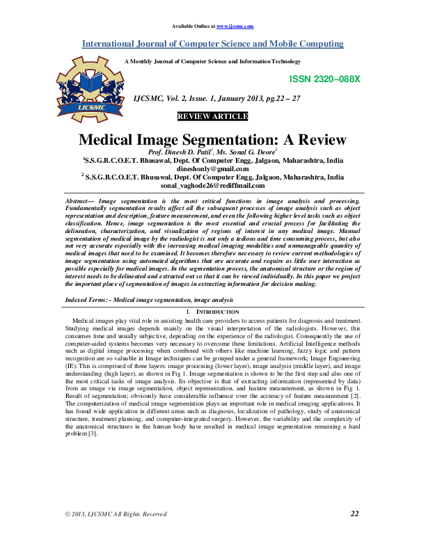 (PDF) Medical Image Segmentation: A Review﻿