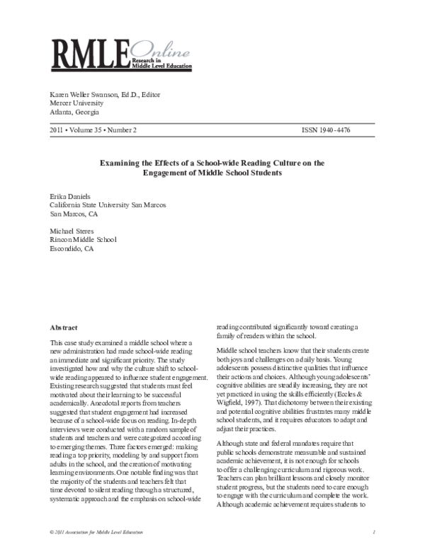 (PDF) Understanding a school-wide reading culture