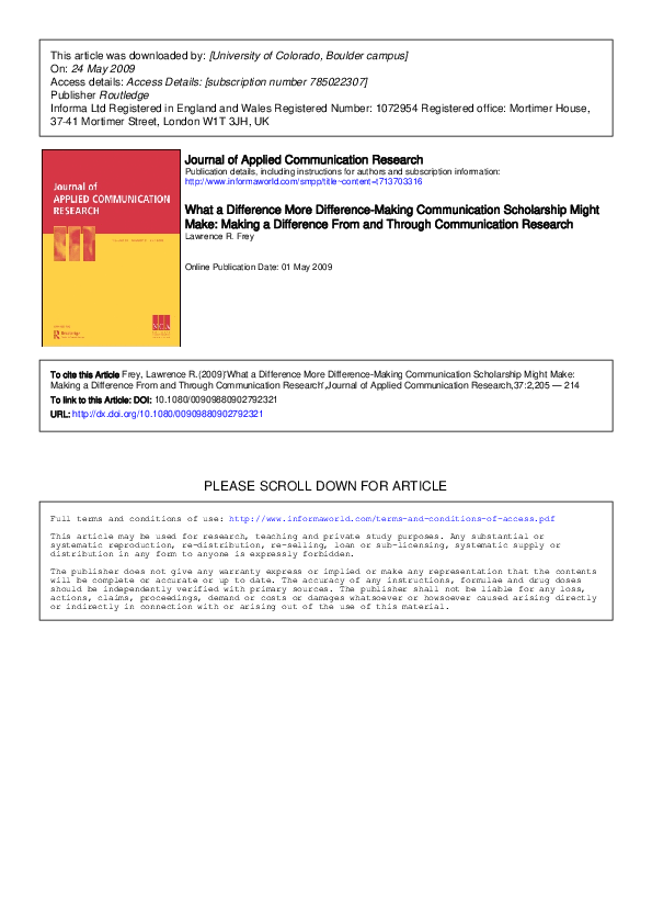 (PDF) What a Difference More Difference-making Communication ...