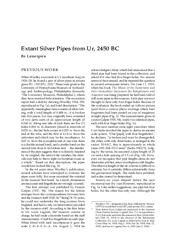 (PDF) Extant Silver Pipes from Ur, ca. 2450 BC