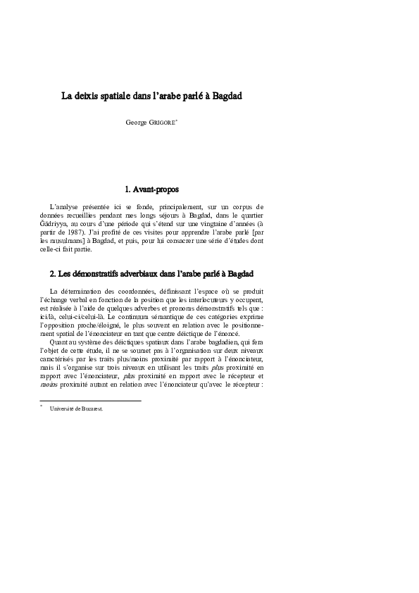 (PDF) George Grigore. 2012. „La deixis spatiale dans l’arabe parlé à ...