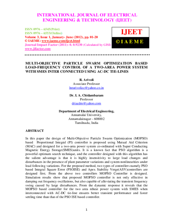 Pdf Multi Objective Differential Evolution For Optimal Power Flow 8765