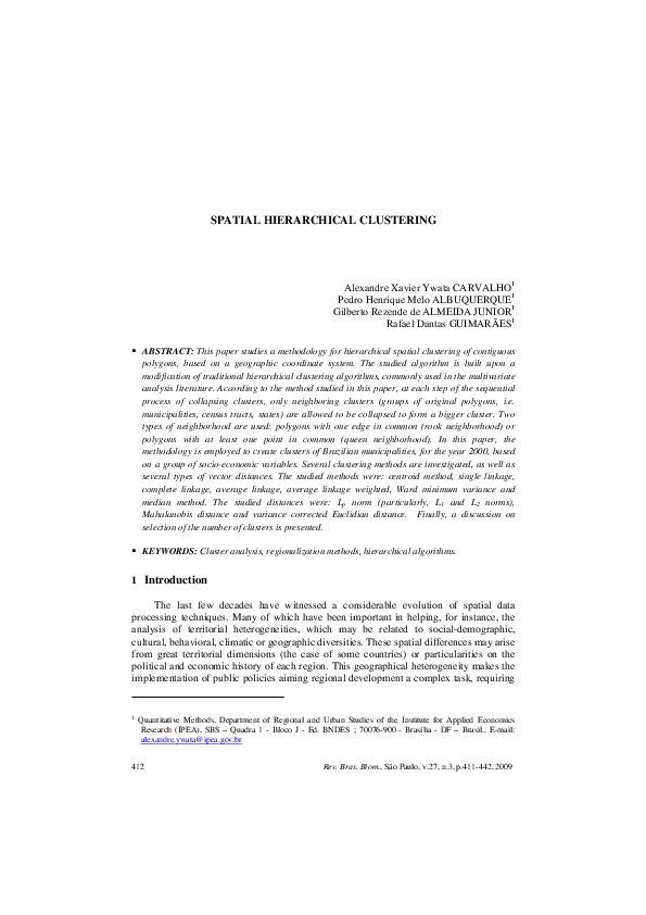 Pdf Spatial Hierarchical Clustering