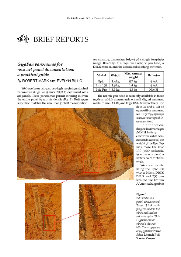 (PDF) Gigapan panoramas for rock art panel documentation: a practical guide